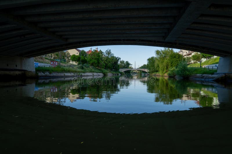 View of the River Bega and a Cloudy Sky, City of Timisoara, Romania ...