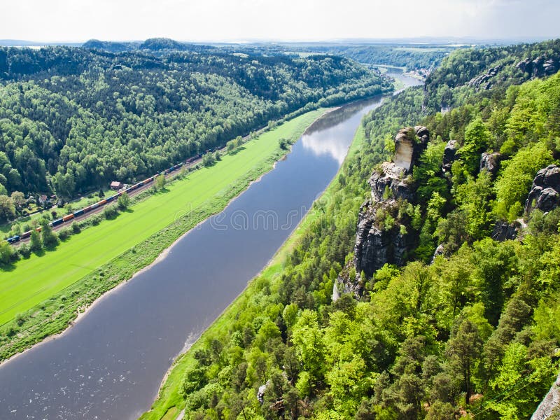 View of the River Elbe, Saxony, Germany Stock Image - Image of ...
