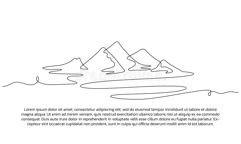 View of the River Flow and Mountains One Continuous Line Design Stock ...