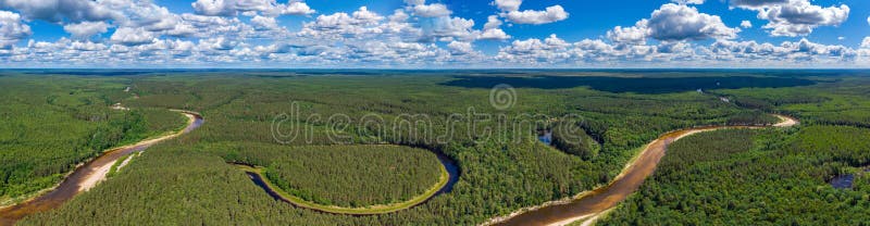 View of the River Flowing through Forest. Aerial Photography Stock ...