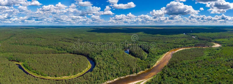 View of the River Flowing through Forest. Aerial Photography Stock ...