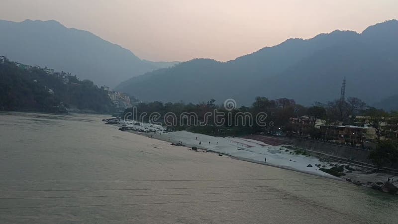 View of River Ganga Entering Fields from Mountains Stock Video - Video ...