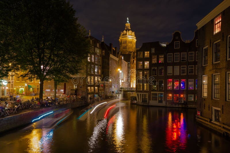 View of the River with Long Explosion Lights in the City during the ...