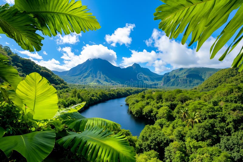 A View of a River in the Middle of a Lush Green Forest Stock Image ...