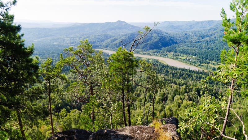 View of the River and Mountains Stock Photo - Image of summer ...