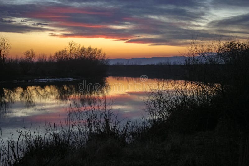 View of the River Mures in Romania at Sunset. Stock Photo - Image of ...