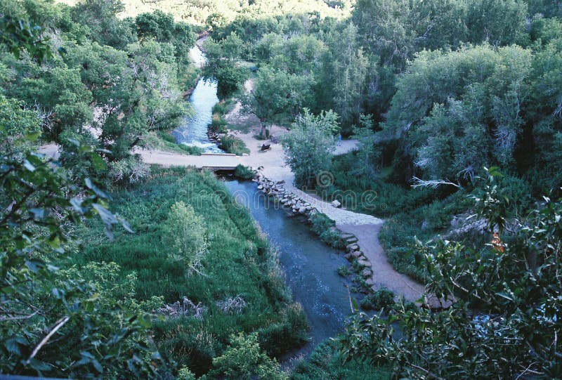 View of River and Path from Trail Overlook Stock Image - Image of path ...