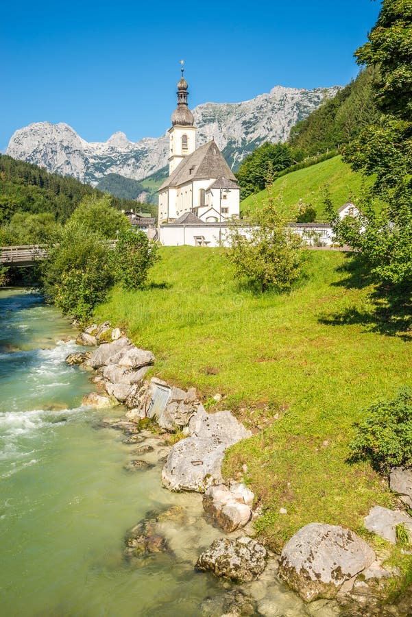 View at the River Ramsau Alm in Ramsau - Germany Stock Photo - Image of ...