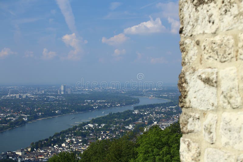 View on River Rhine and Bonn, Seen from Drachenfels Stock Photo - Image ...
