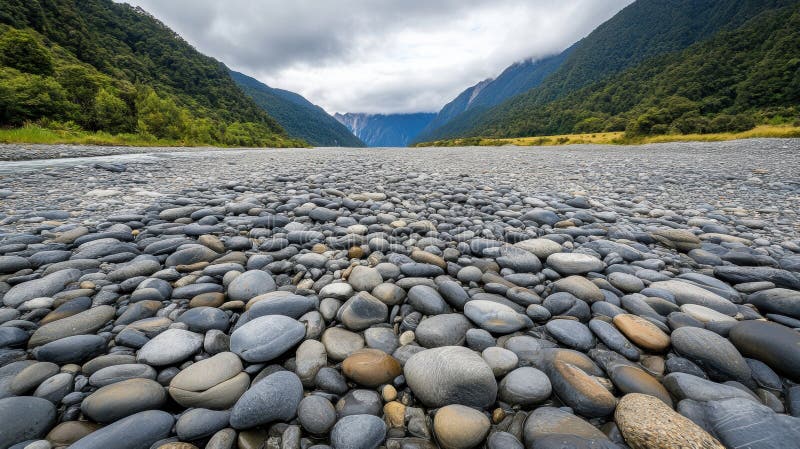 A View of a River with Rocks and Trees in the Background, AI Stock ...