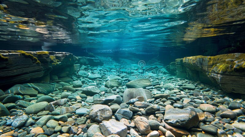 A View of a River with Rocks and Water Under the Surface, AI Stock ...