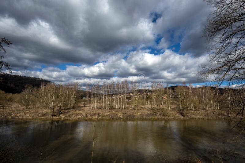 View of the River Surface with Trees Reflecting Stock Image - Image of ...
