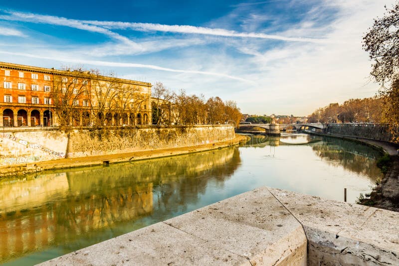 View of the river Tiber stock photo. Image of italy, bridge - 64932858