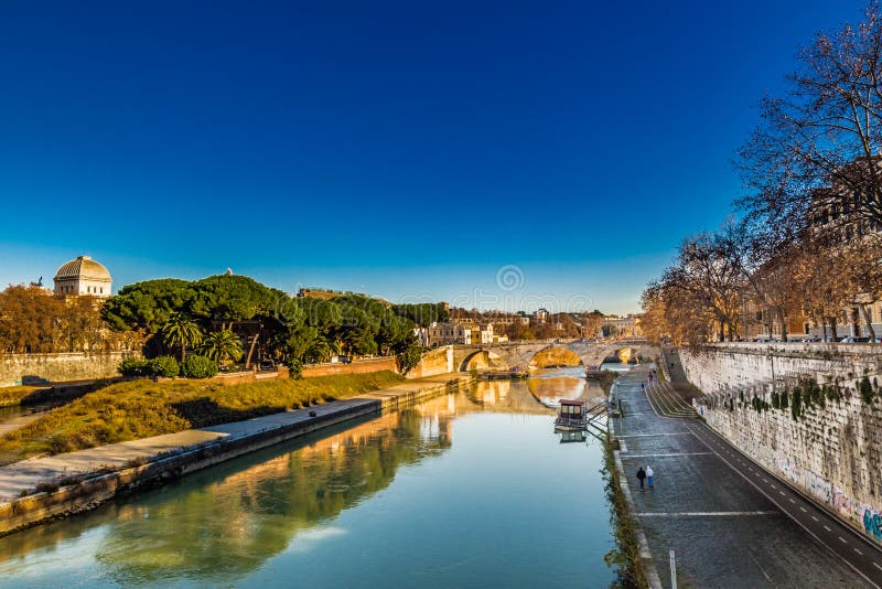View of the river Tiber stock photo. Image of river, bridge - 64933760