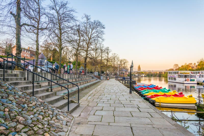 View of Riverside Promenade of Dee in Chester, England Stock Image ...