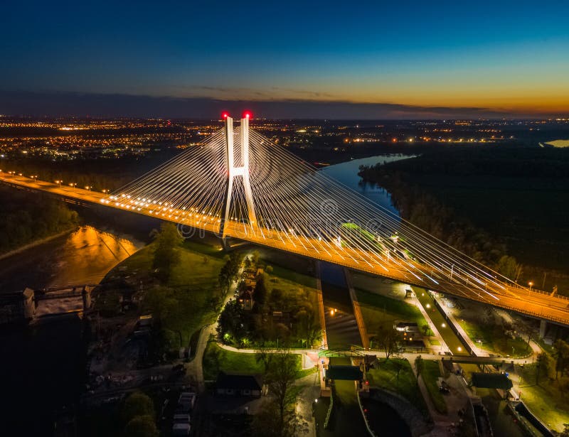 View of the Road Bridge in Wroclaw during Sunset Stock Photo - Image of ...