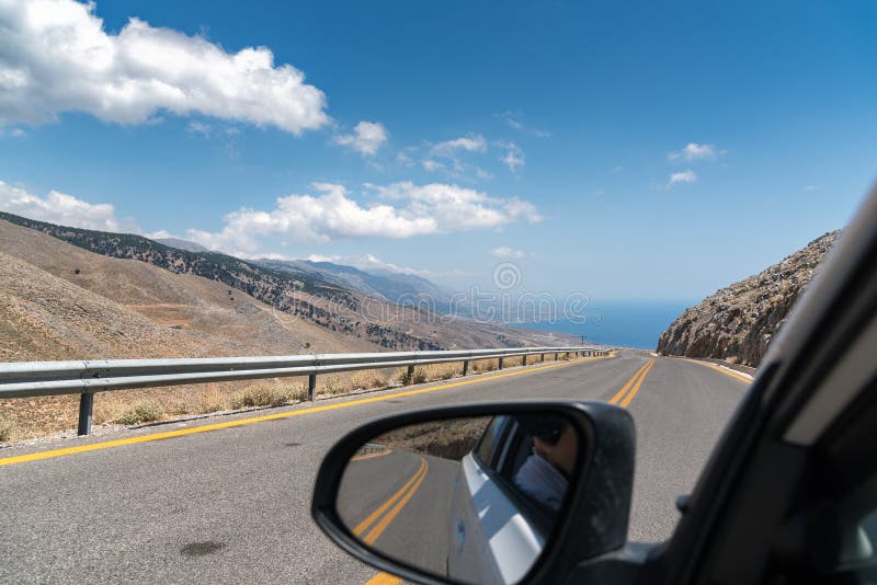 View on Road of Crete Island from Driving Car Stock Photo - Image of ...