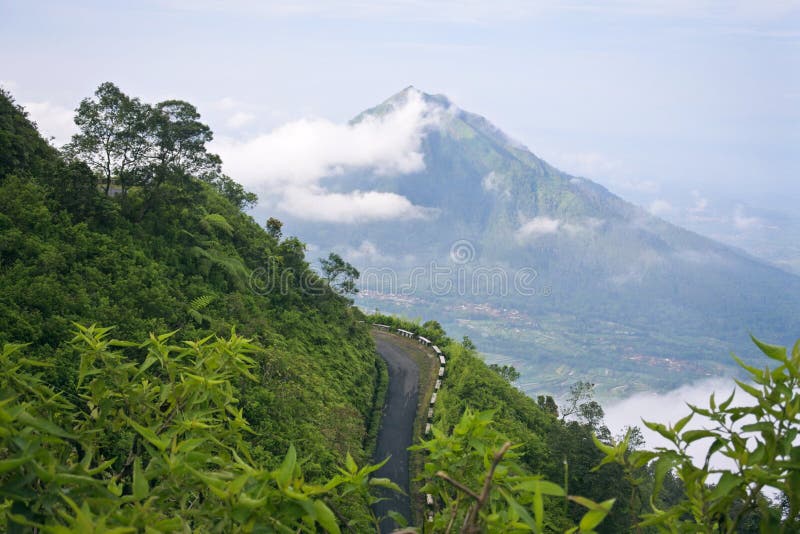 The View of the Road and the Mountain in Front of it Stock Photo ...