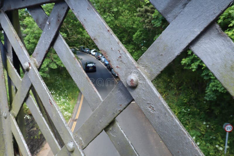 A View of the Road through a Rusty Metal Lattice Bridge in Topsham in ...