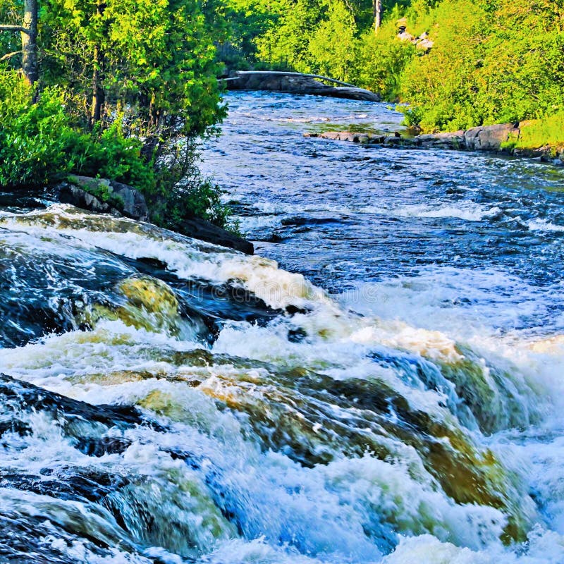 Roaring Water Cascade on a River Bend Stock Image - Image of water ...