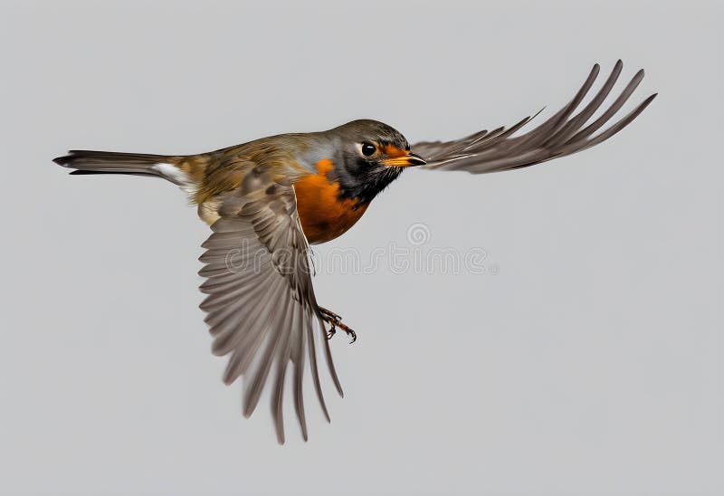 A View of a Robin in Flight Stock Illustration - Illustration of flight ...