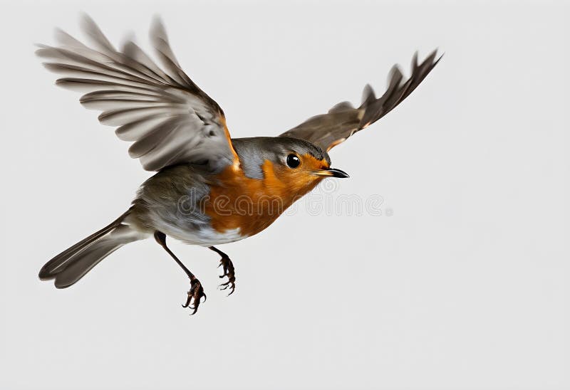 A View of a Robin in Flight Stock Illustration - Illustration of white ...