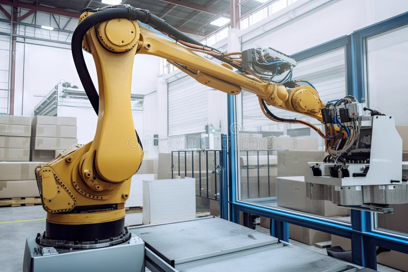 View of Robot Arm Lifting Heavy Load in Factory Setting Stock ...