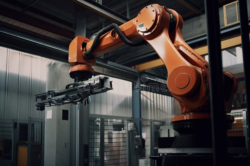 View of Robot Arm Lifting Heavy Load in Factory Setting Stock ...