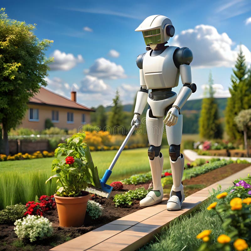 A Robot Tending To Gardens, Efficiently Maintaining Plants and ...