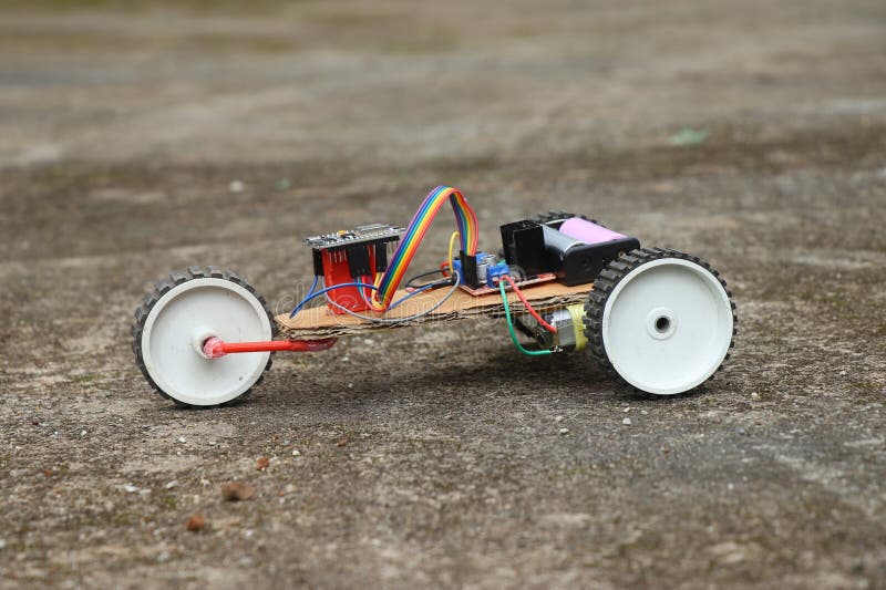 View of a Robotic Car Having 3 Wheels. Robot Car that is Controlled ...