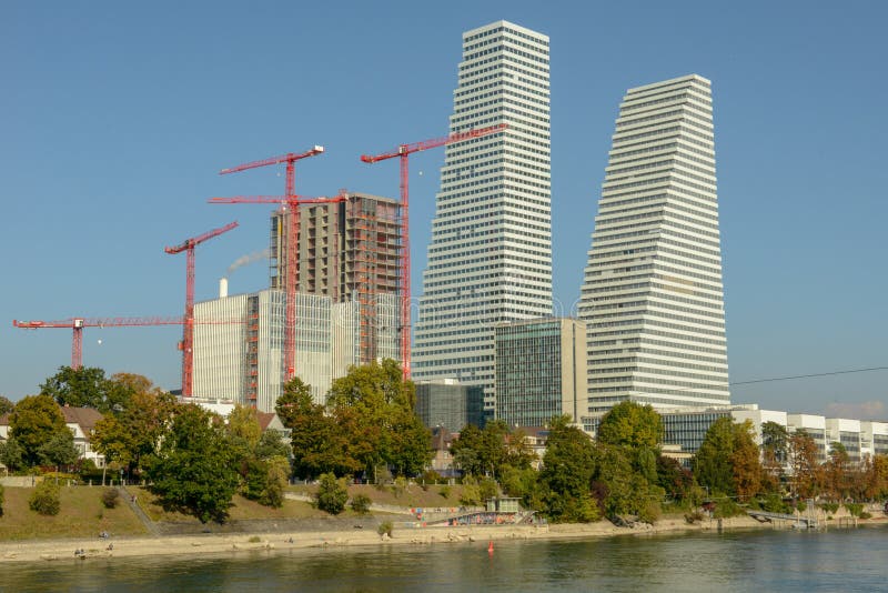 View at the Roche Industry Towers at Basel on Switzerland Editorial ...
