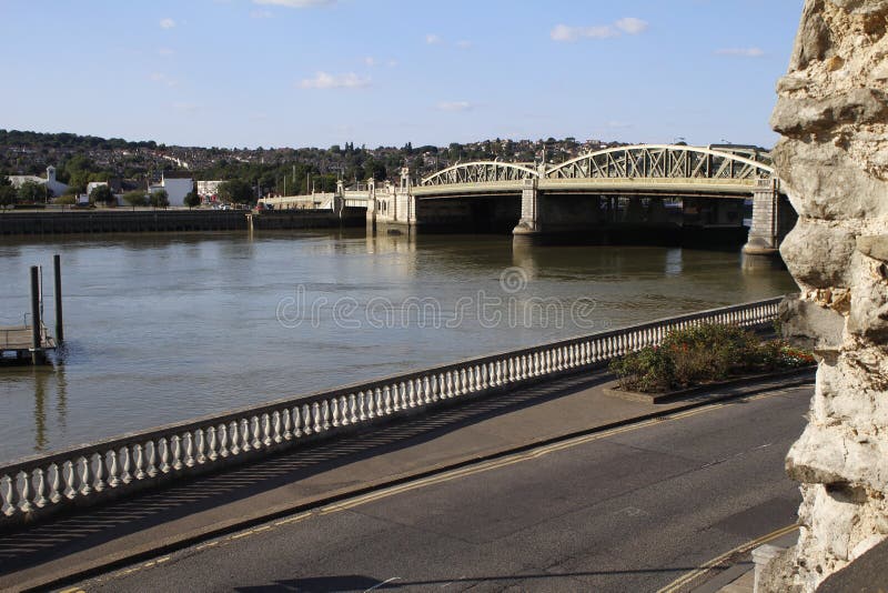 A View of Rochester Bridge from Rochester Castle Grounds Stock Image ...