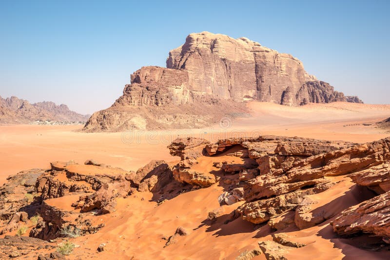 View at the Rock Formation in Wadi Rum Valley, Jordan Stock Photo ...
