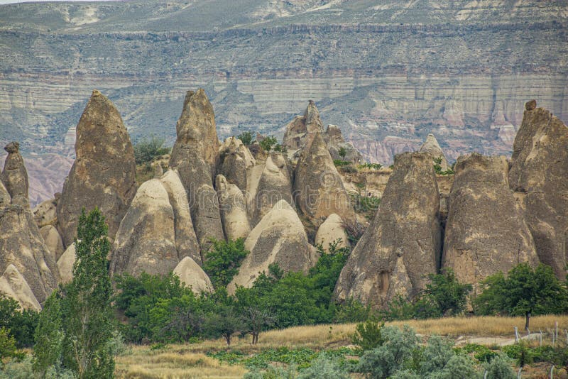 View of Rock Formations in Cappadocia, Turk Stock Photo - Image of ...