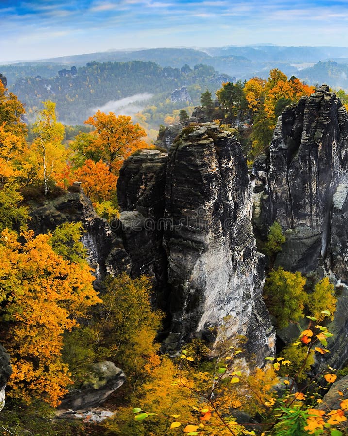 View of the Rock Formations in Eastern Germany Stock Image - Image of ...