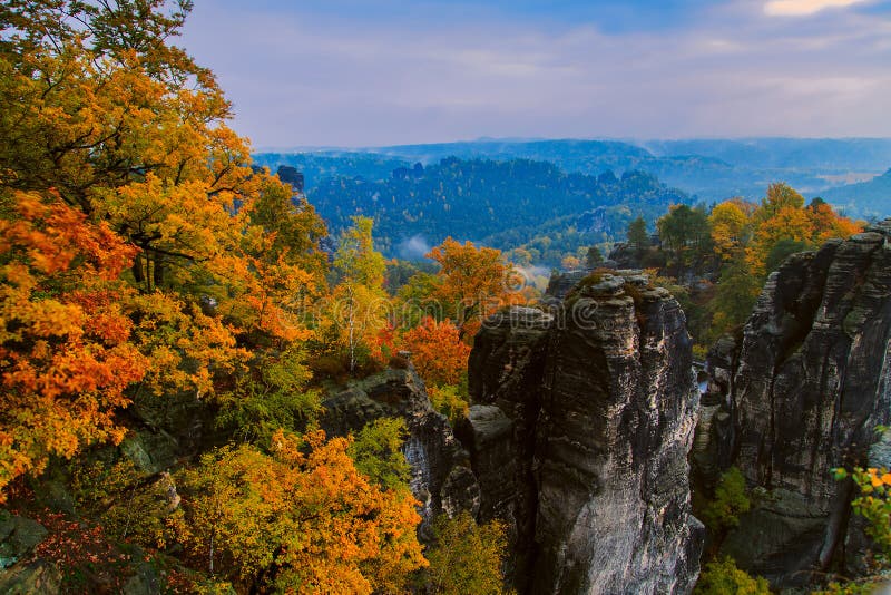View of the Rock Formations in Eastern Germany Stock Image - Image of ...