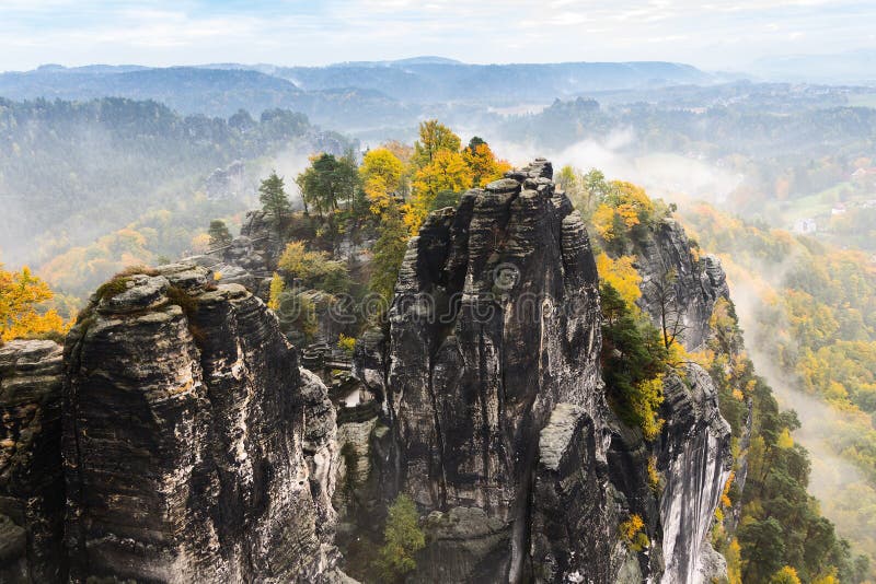 View of the Rock Formations in Eastern Germany Stock Image - Image of ...