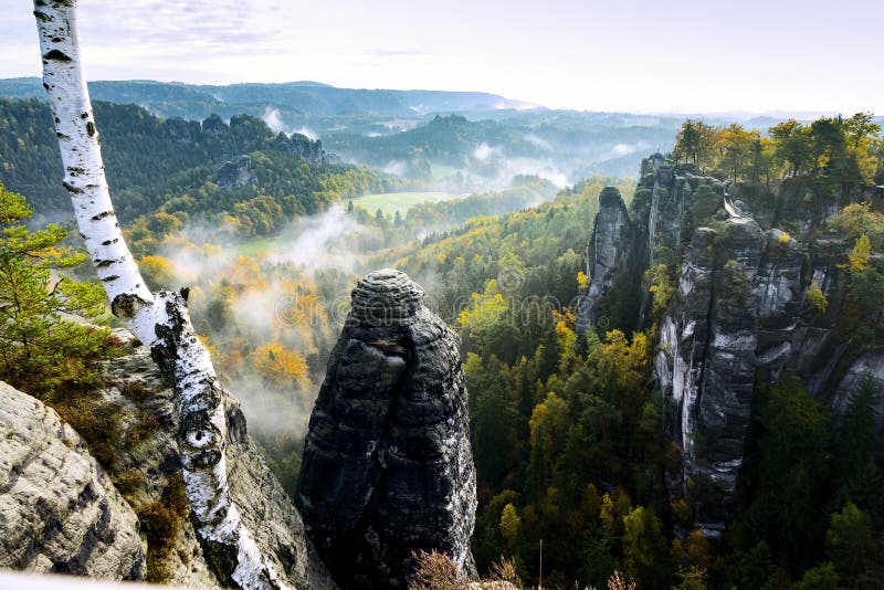 View of the Rock Formations in Eastern Germany Stock Photo - Image of ...