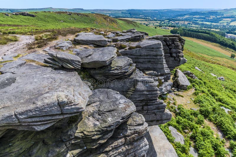 A View of Rock Strata on the Top of the Bamford Edge, UK Stock Image ...