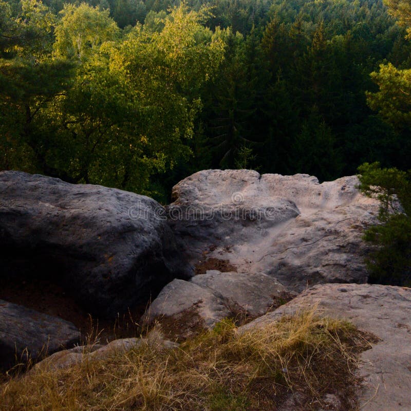 View from Rock To Forrest Valley Stock Image - Image of rock, green ...