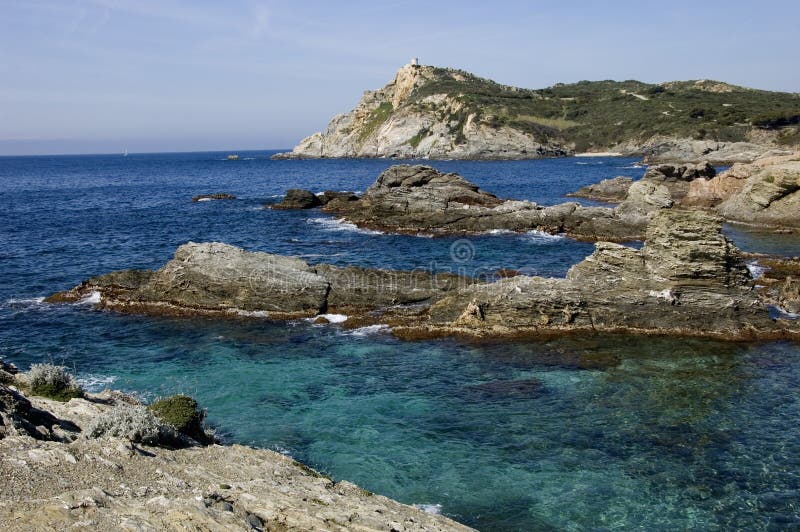 View upon Rocks and Sea in French Riviera Stock Photo - Image of shores ...