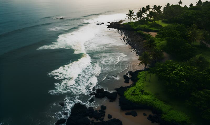 View of the Rocky Coastline View from Above, Ai Generative Stock ...