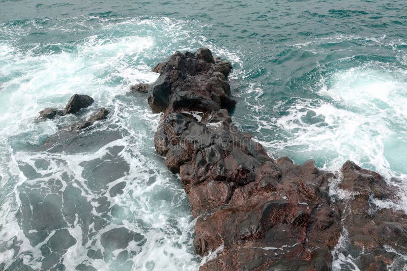 View of Rocky Formations in the Ocean or Sea. the Waves Wash the Rocks ...