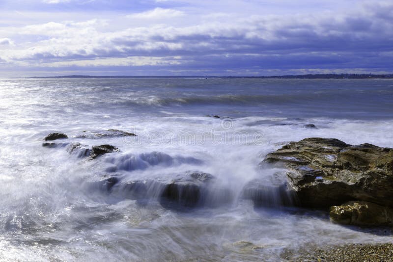 Rocky ocean shore stock photo. Image of idyllic, rocky - 173395048