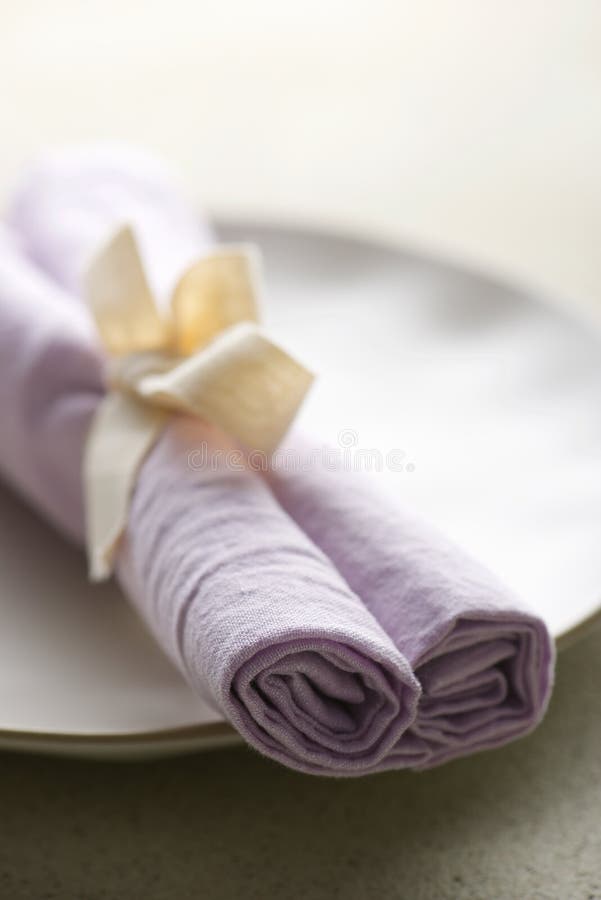 View of Rolled Up Linen Napkins Stock Photo - Image of closeup, cloth ...