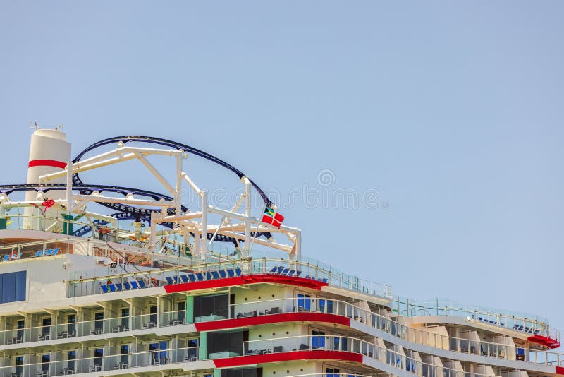 View of a Roller Coaster Ride on the Top Deck of a Cruise Ship ...