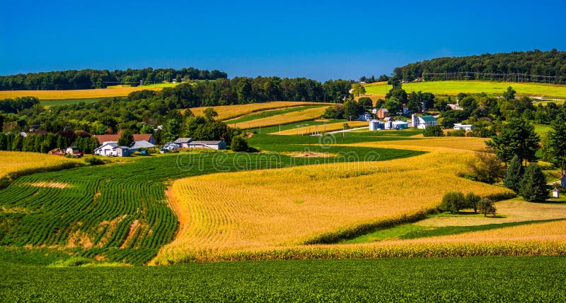 View of Rolling Hills and Farm Fields in Rural York County, Penn Stock ...