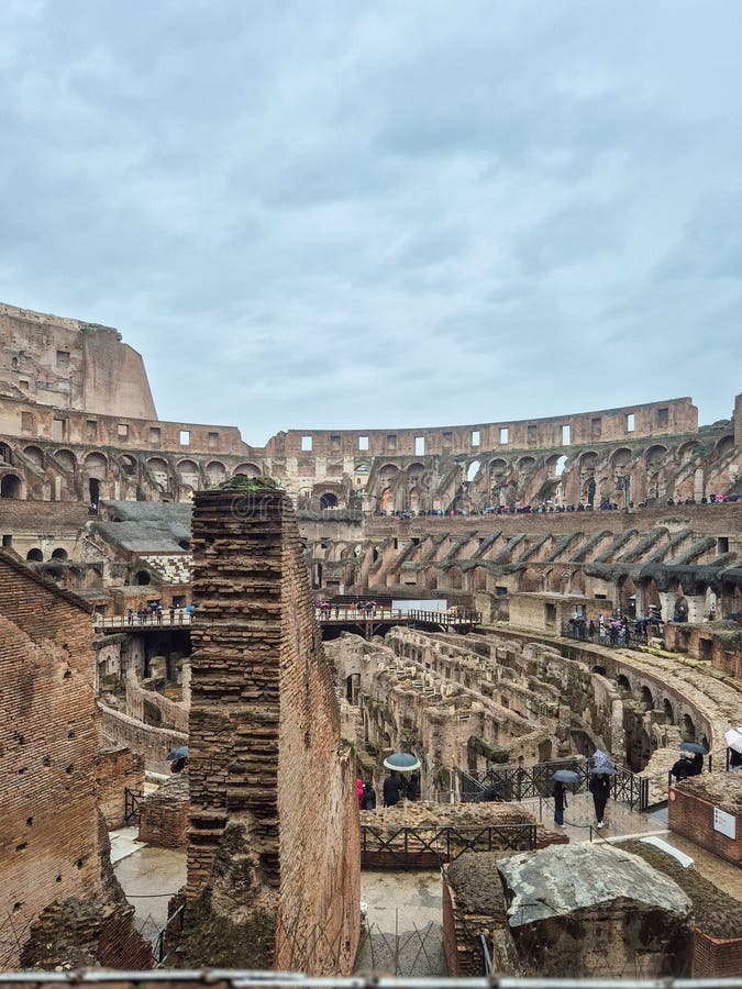 View of the Roman Architecture of the Coliseum from the Inside, with ...
