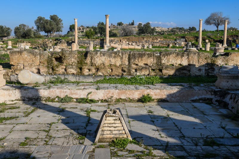 The Roman Ruines of Umm Qais (Gadara) on Jordan Stock Image - Image of ...