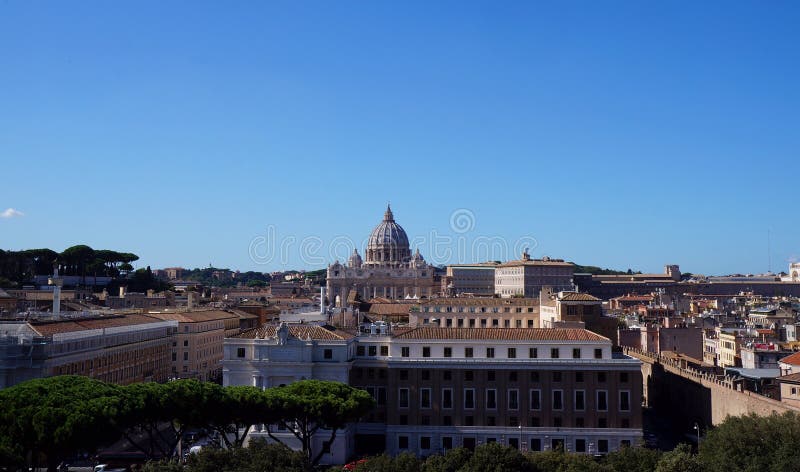 View of Rome from a hill stock image. Image of blue - 182942559